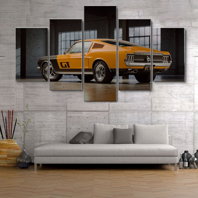 Ford Mustang 1967 Fastback 5 Pieces Canvas Wall Art, Large Framed 5 ...