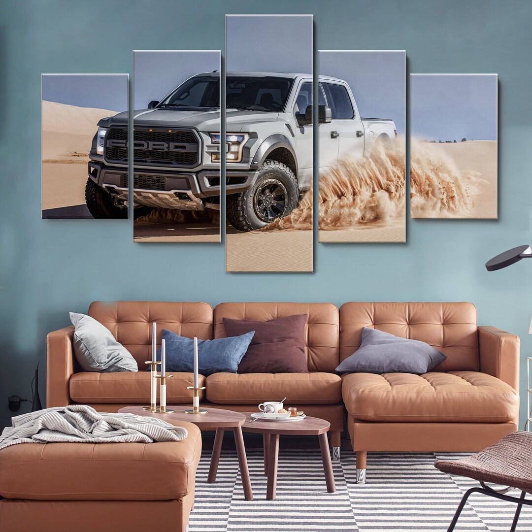 Ford Raptor Truck 5 Piece Canvas Wall Art, Large Framed 5 Piece Canvas ...