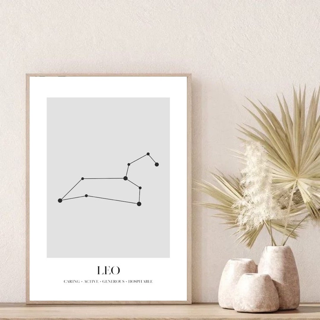LEO ZODIAC POSTER Wall Art Zodiac Sign Poster Minimalistic High Quality ...