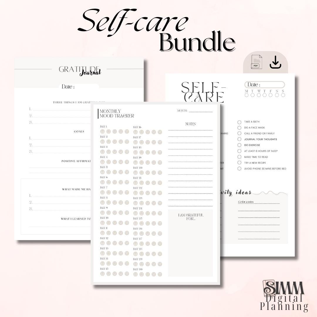 Printable Organization Pack | Mood Tracker, Self-care Checklist ...