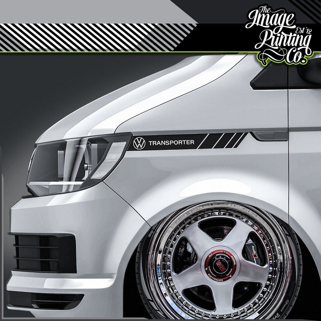 VW Transporter Wing Vinyl Decal Kit V2 T4 T5 T6 Stripes Stickers TCR ...