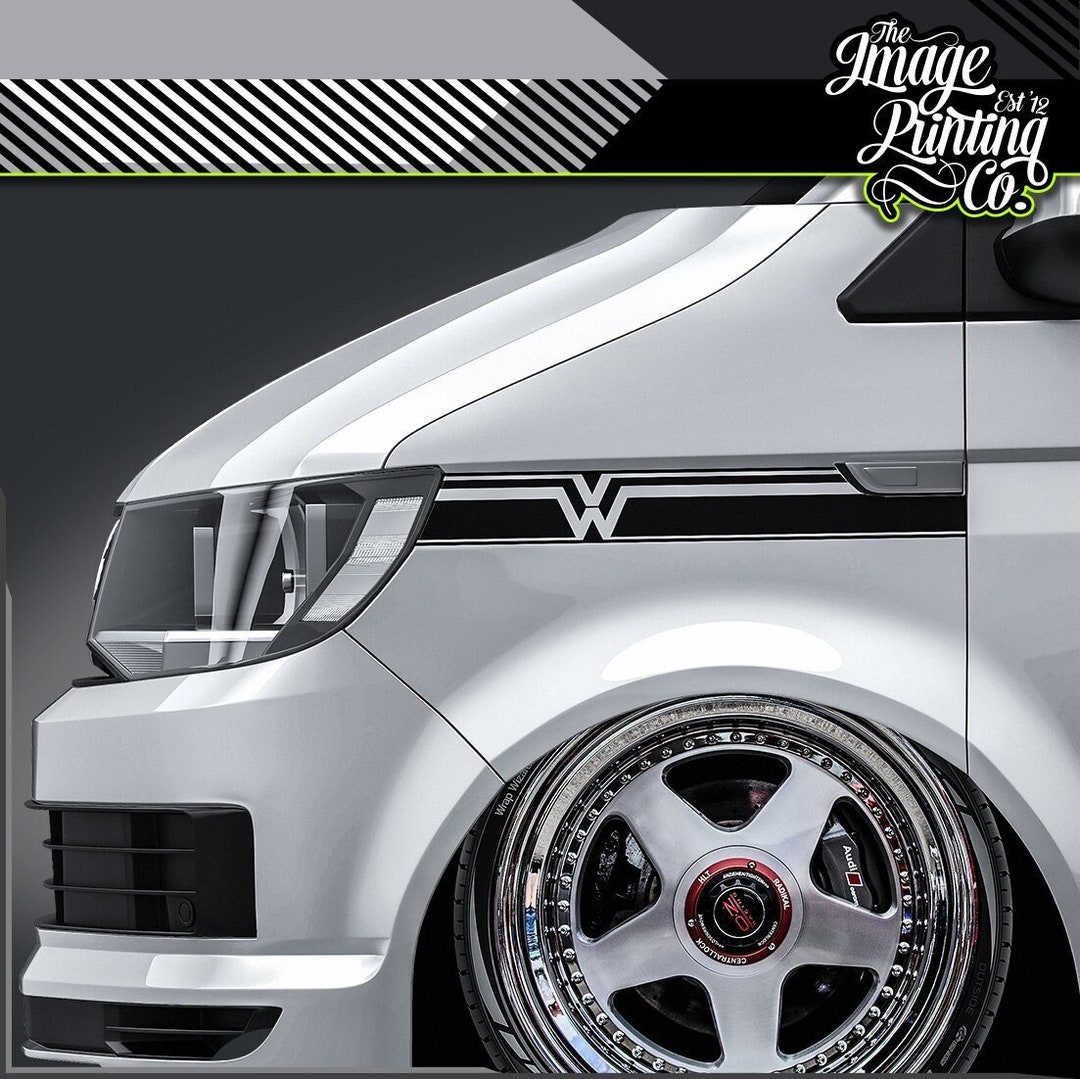 VW Transporter Wing Vinyl Decal Kit V8 T4 T5 T6 Stripes Stickers TCR ...