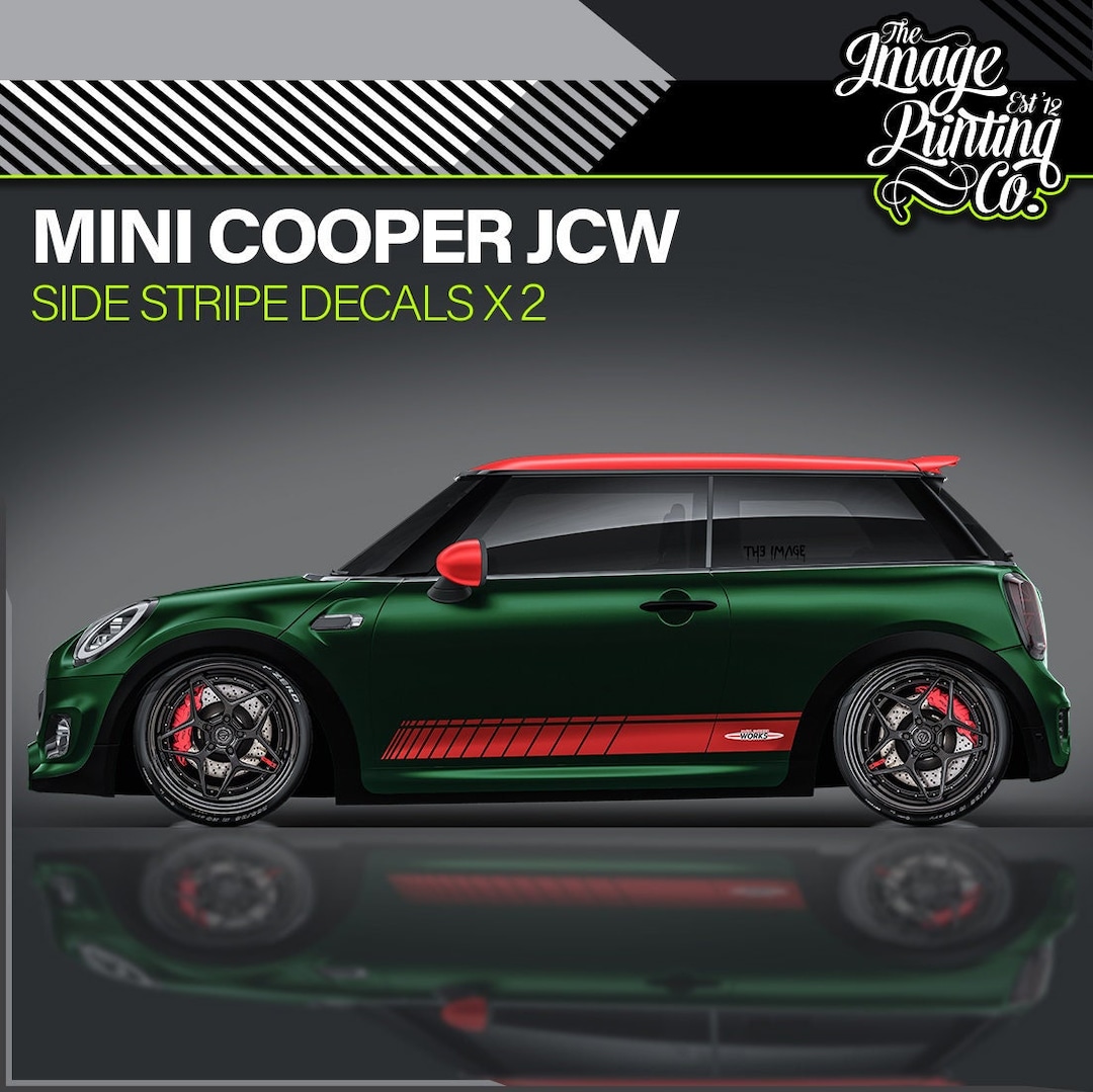 Mini Cooper JCW Side Stripes Vinyl Decals X 2 - Car Design - Stickers ...