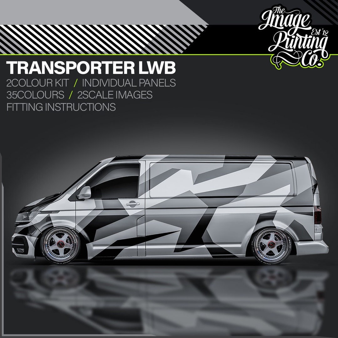 VW Transporter LWB Vinyl Decals Camo Kit - Full Van - Partial Wrap - T4 ...