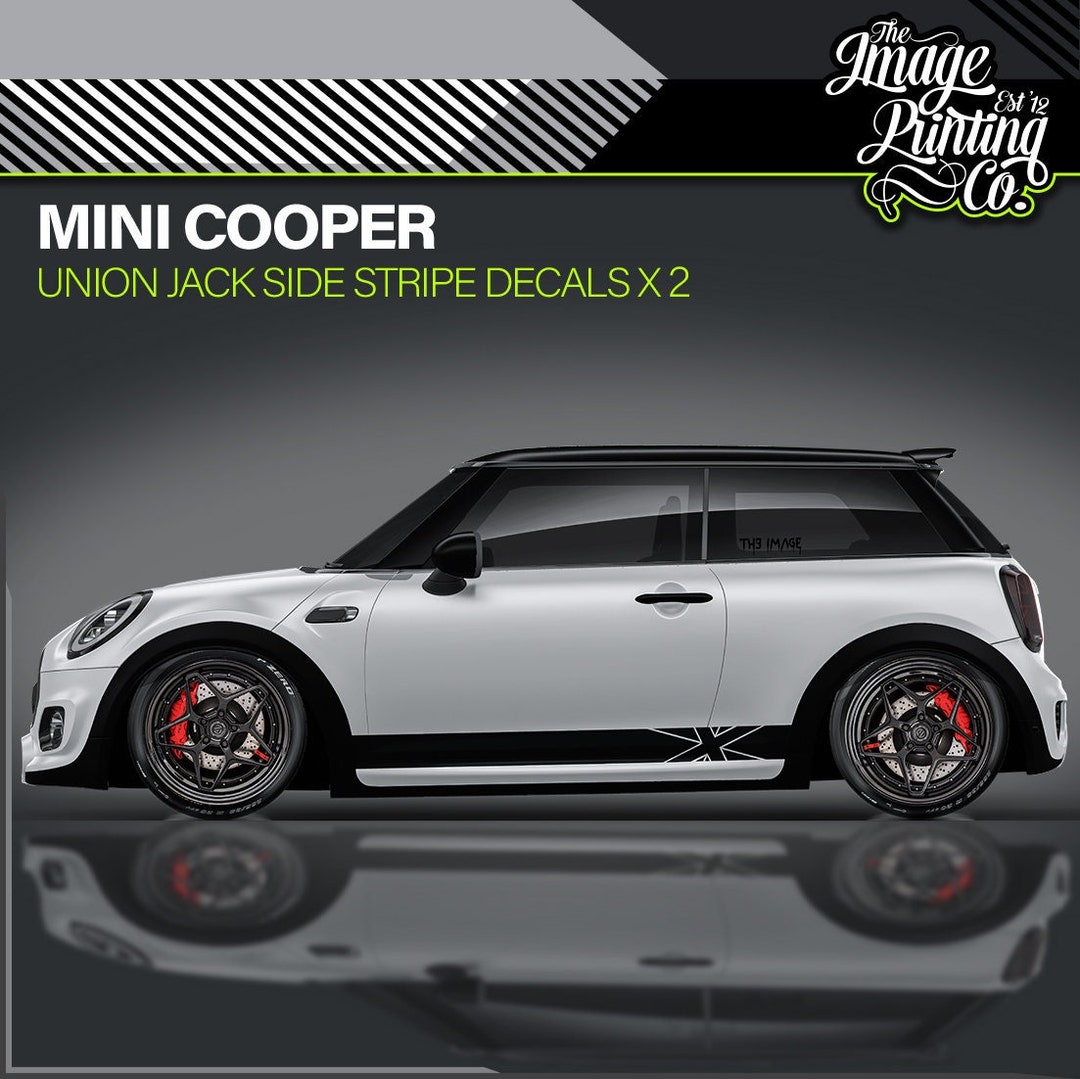 Mini Cooper Union Jack Side Stripes Vinyl Decals X 2 - British Racing ...