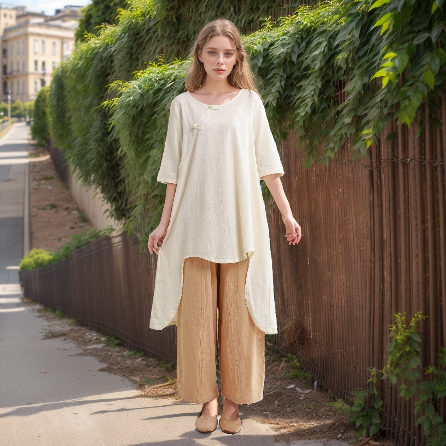 Women Summer Cotton Tops Half Sleeves Tops Irregular Tops Short Front ...
