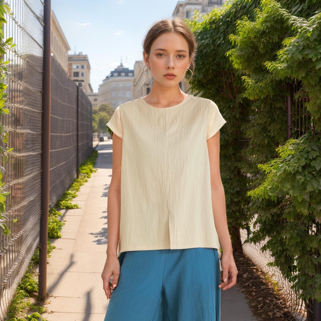 Women Summer Cotton Tops Sleeveless Tops Irregular Tops Short Front and ...