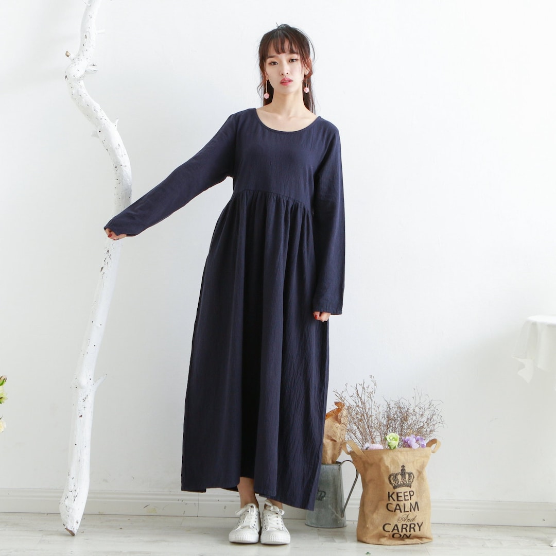 Clearance Winter Thicker Cotton Dress Casual Loose Soft Dresses Long ...