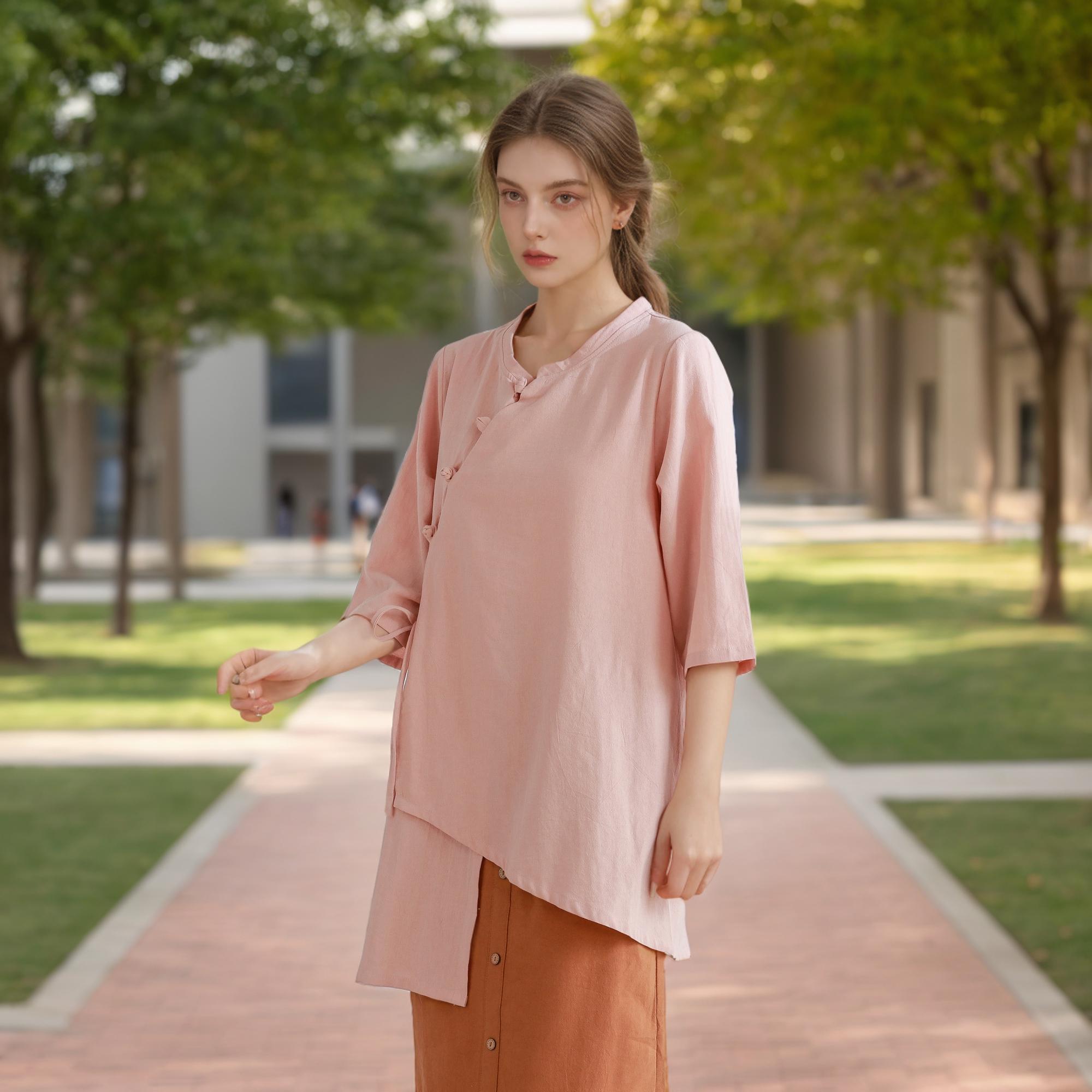 Women Summer Cotton Tops Half Sleeves Tops Irregular Tops Short Front ...