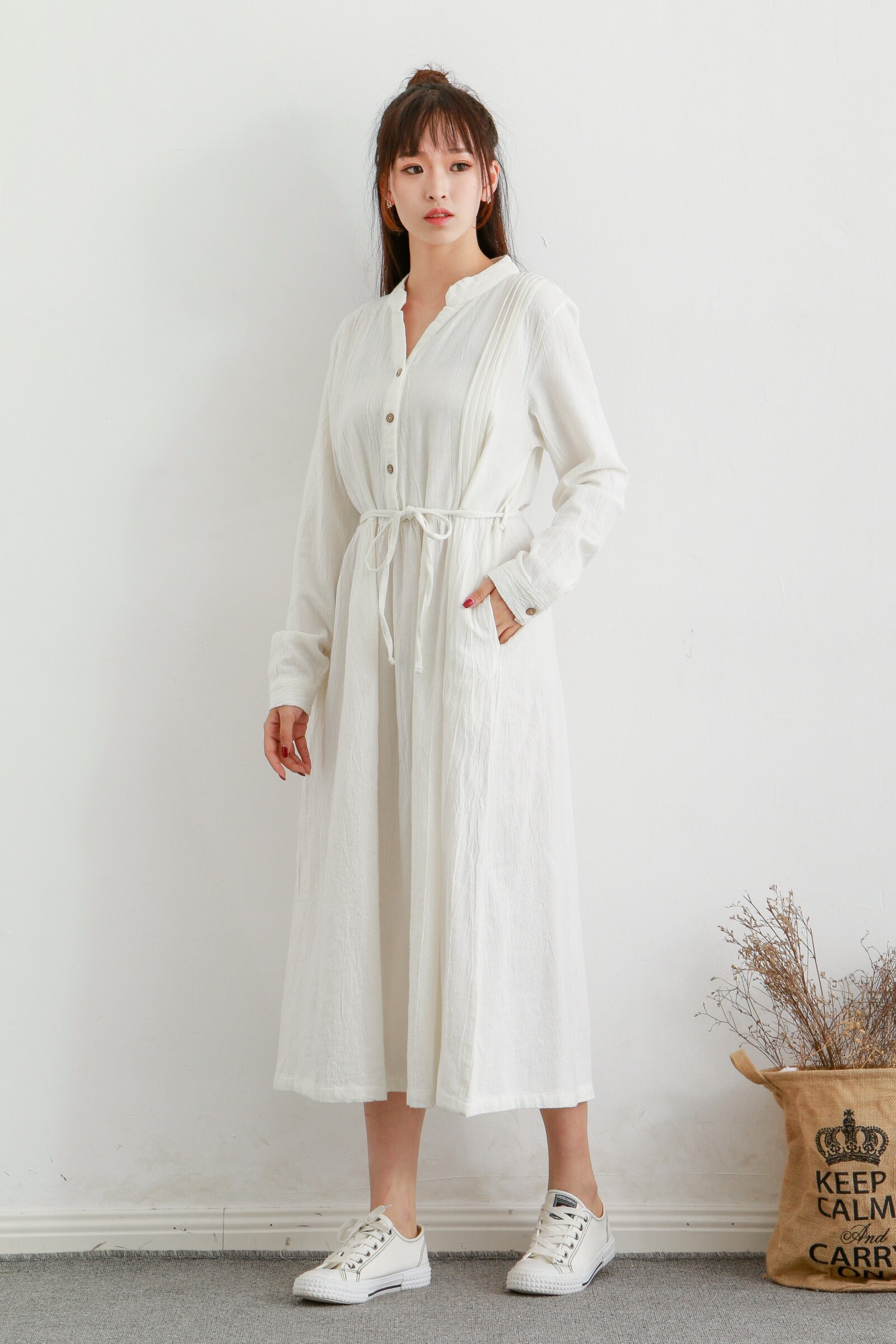 Clearance Fall Spring Thicker Cotton Dress Casual Loose Soft Dresses ...