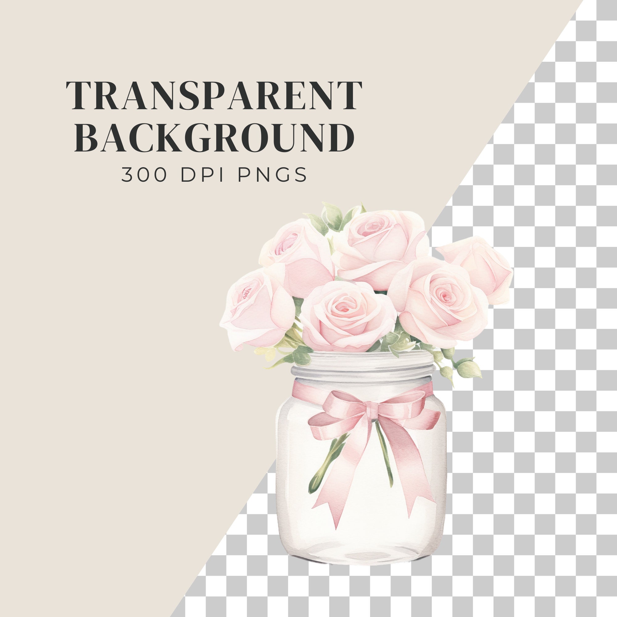 Watercolour Blush Pink Rose Flower Clipart Bundle, Flower Bouquet ...