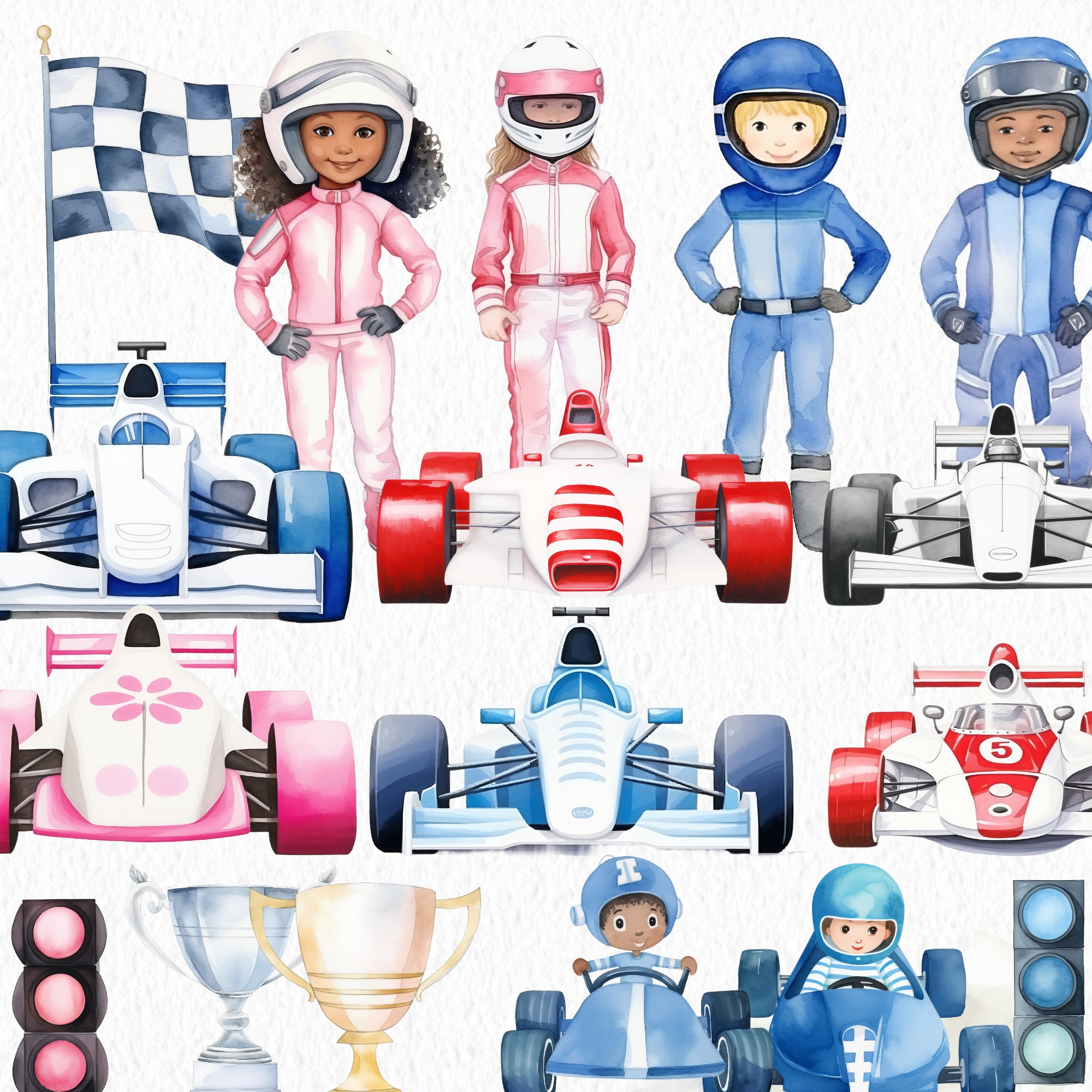 Watercolour Racing Car Clipart, Sports Car, Pink Race Car, Blue Sports ...