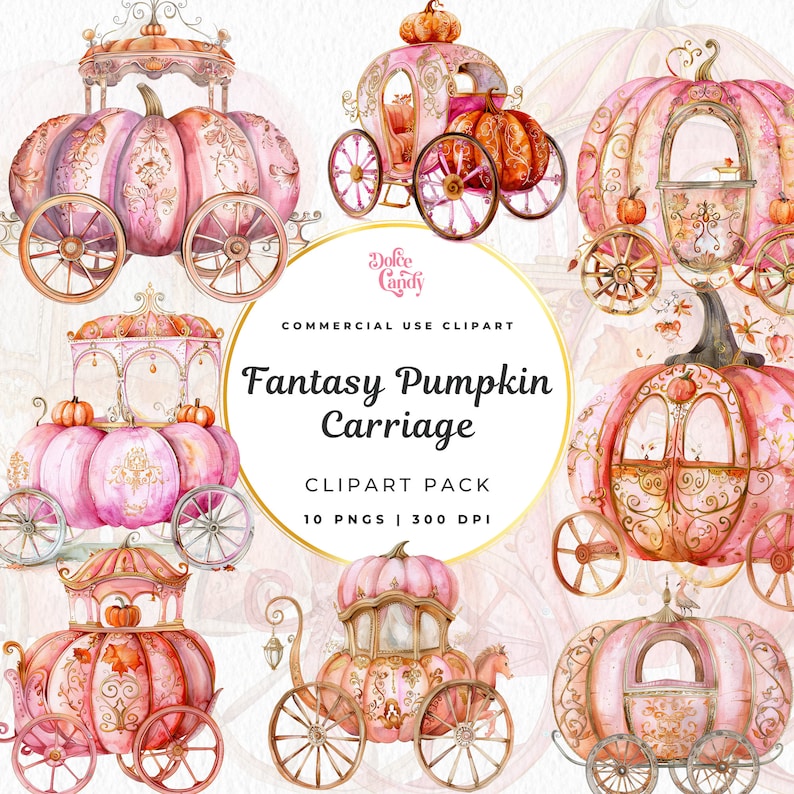 Watercolour Pumpkin Carriage Clipart PNG, Autumn Clip Art, Fall, Pastel ...