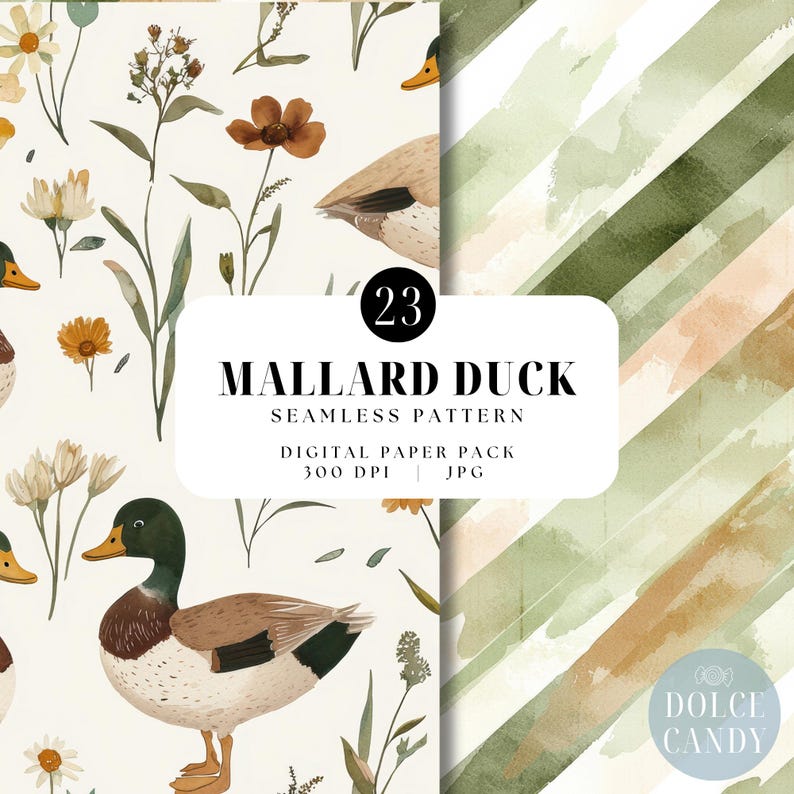 Seamless Mallard Duck Pattern, Duck Hunting Repeating Pattern, Cute ...