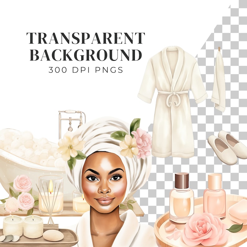 Watercolour Luxury Spa Day Clipart, Cozy Self Care, Manicure Clipart ...