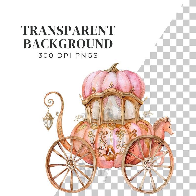 Watercolour Pumpkin Carriage Clipart PNG, Autumn Clip Art, Fall, Pastel ...