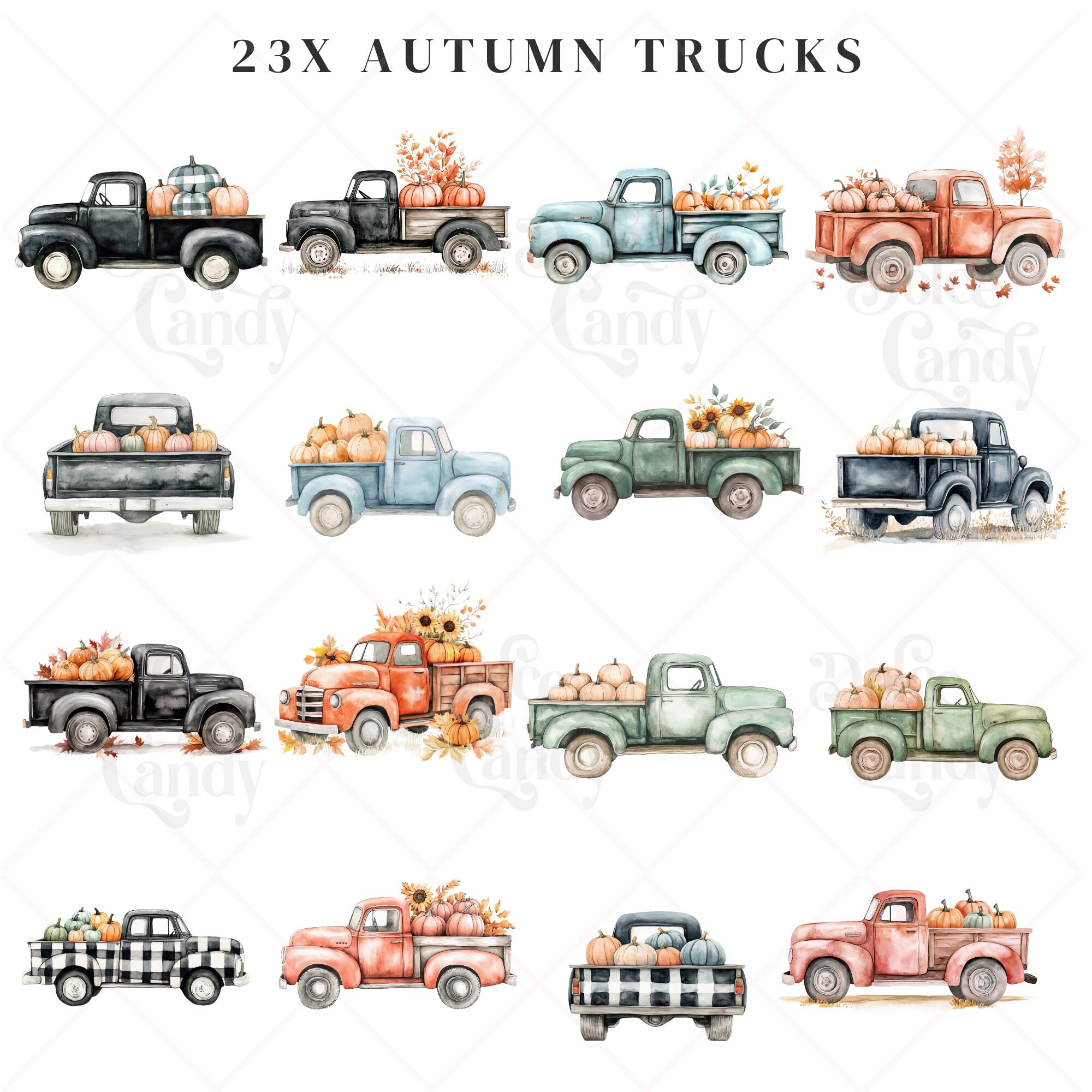 Watercolour Fall Truck Clipart, Pumpkin Harvest Png, Cottage Core ...