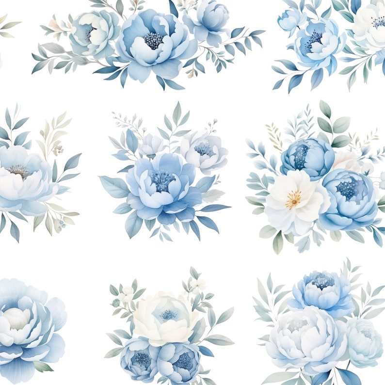 Dusty Blue Peony Watercolour Clipart Png, Posy Flowers, Peonies and ...