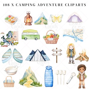 108 Watercolour Camping Clipart, Outdoor Clipart Png, Family Vacation ...