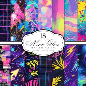 Neon Glow Digital Paper Pack, Futuristic Cyberpunk Backgrounds ...