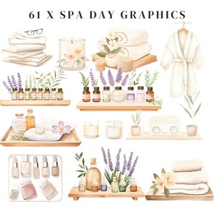 Watercolour Luxury Spa Day Clipart, Cozy Self Care, Manicure Clipart ...