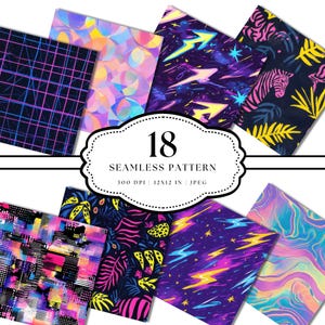 Neon Glow Digital Paper Pack, Futuristic Cyberpunk Backgrounds ...