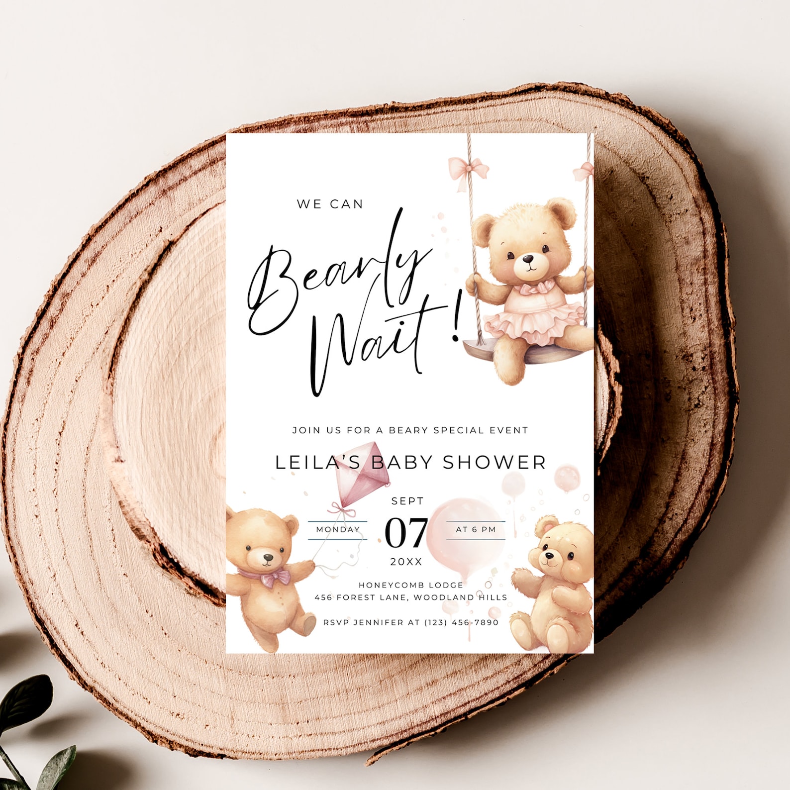 Cute Pink Baby Teddy Bear Clipart, Nursery Teddy Bear, Pink Boho Baby ...