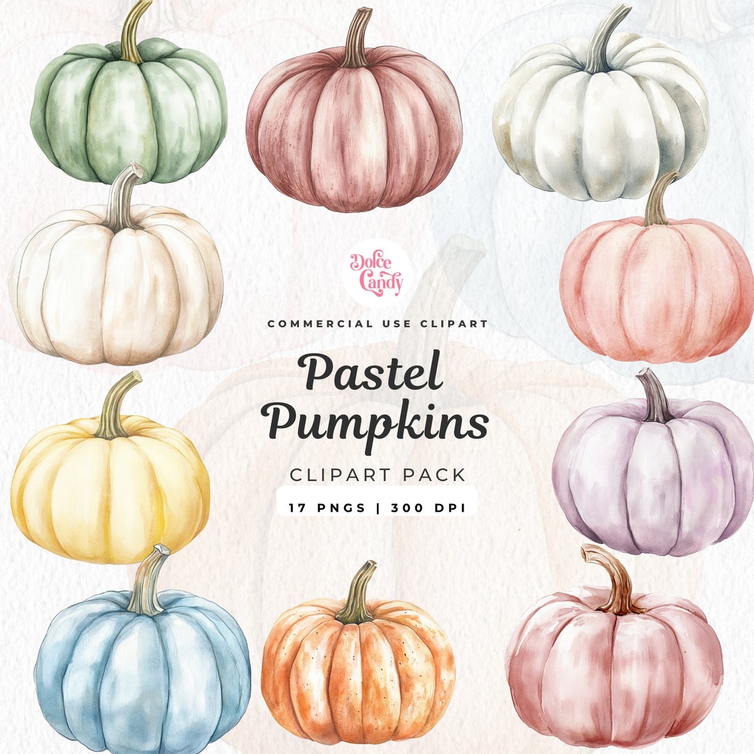 Watercolour Pastel Pumpkin Clipart Set, Fall Vibes, Cosy Autumn, Paper ...