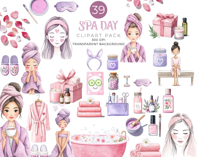 Cute Spa Girl Clipart, Manicure and Pedicure, Girl Birthday Clipart ...