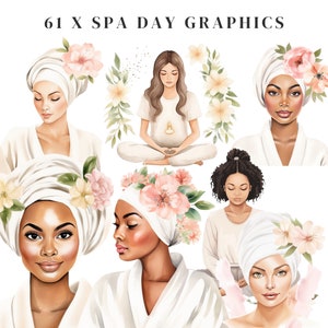 Watercolour Luxury Spa Day Clipart, Cozy Self Care, Manicure Clipart ...