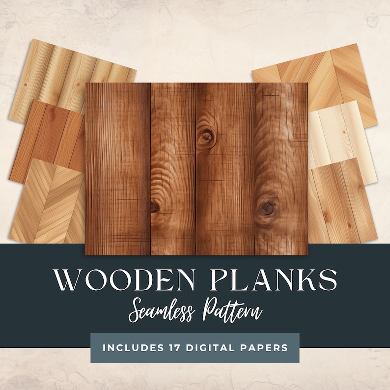 Wood Grain Planks Digital Paper, Seamless Rustic Wood Pattern ...