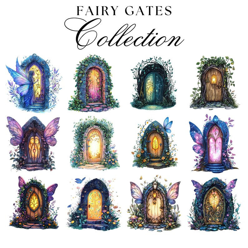 Enchanted Fairytale Magic Gates, Secret Garden Doors, Watercolour ...