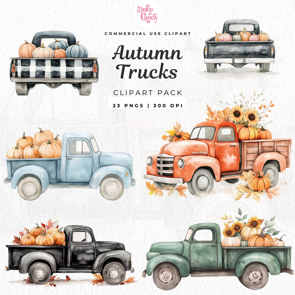 Watercolour Fall Truck Clipart, Pumpkin Harvest Png, Cottage Core ...