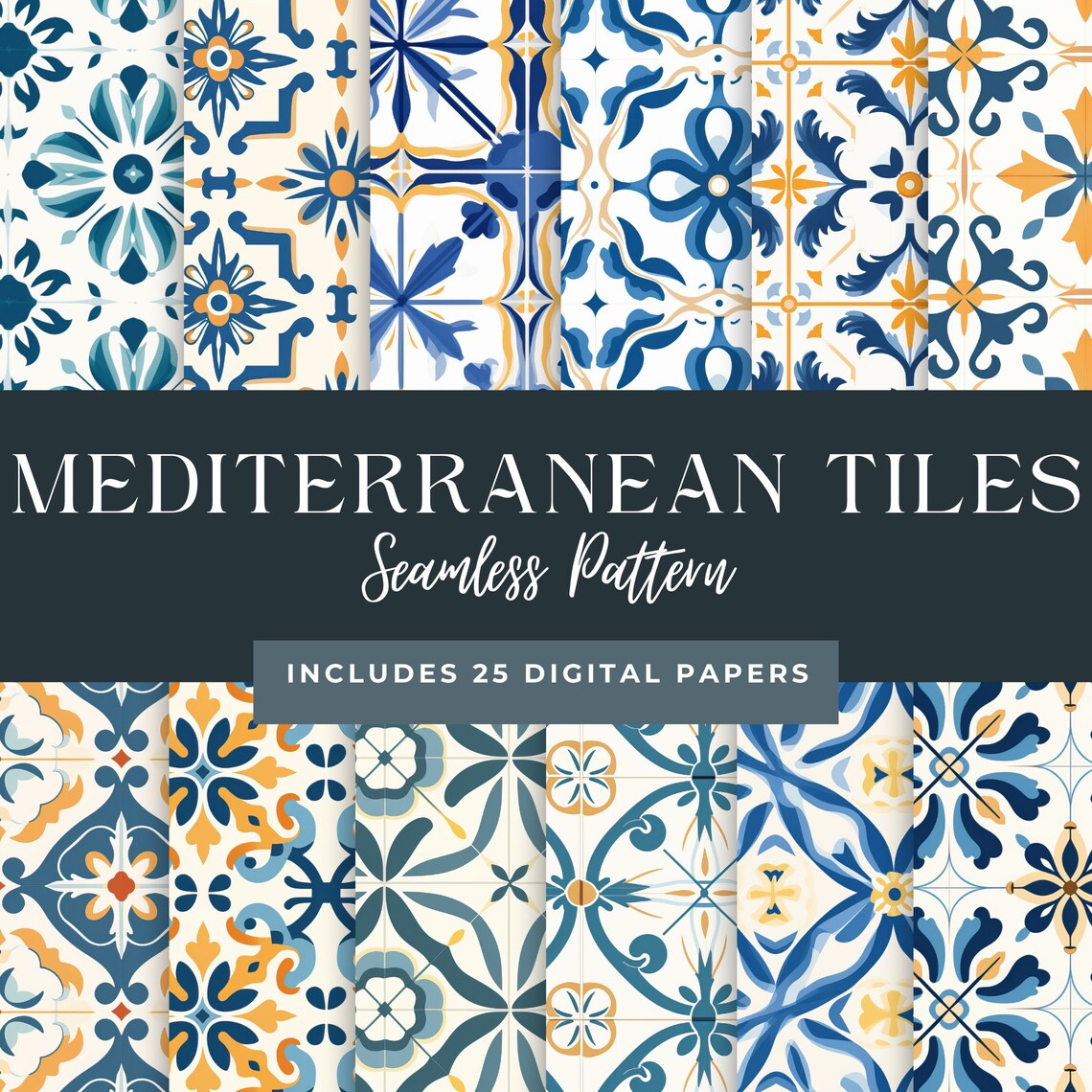Mediterranean Tile, Amalfi Coast, Blue Tiles, Mediterranean Watercolour ...