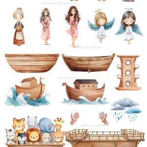 Noah’s Ark Watercolour Clipart | Christian Bible Story Animals and Ark ...