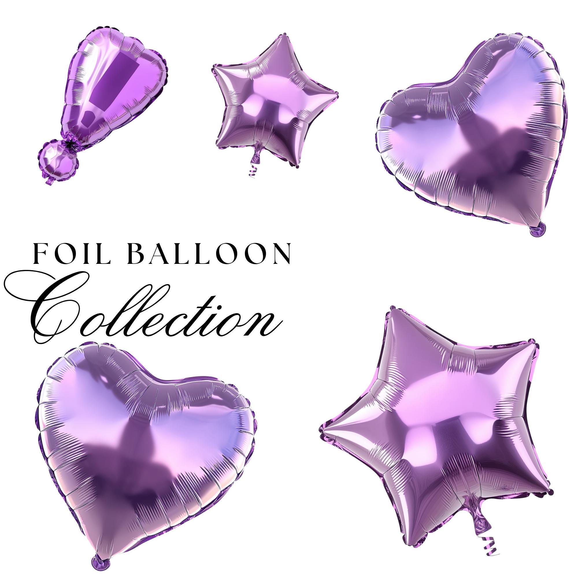 Purple Foil Balloons Clipart, Silver Foil Balloons Clipart, Purple ...