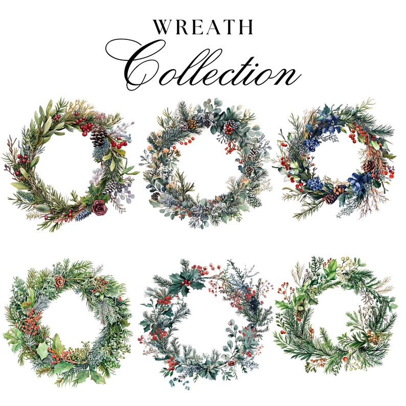 Christmas Floral Clipart Bundle, Pine, Berry (digital Download) - Etsy