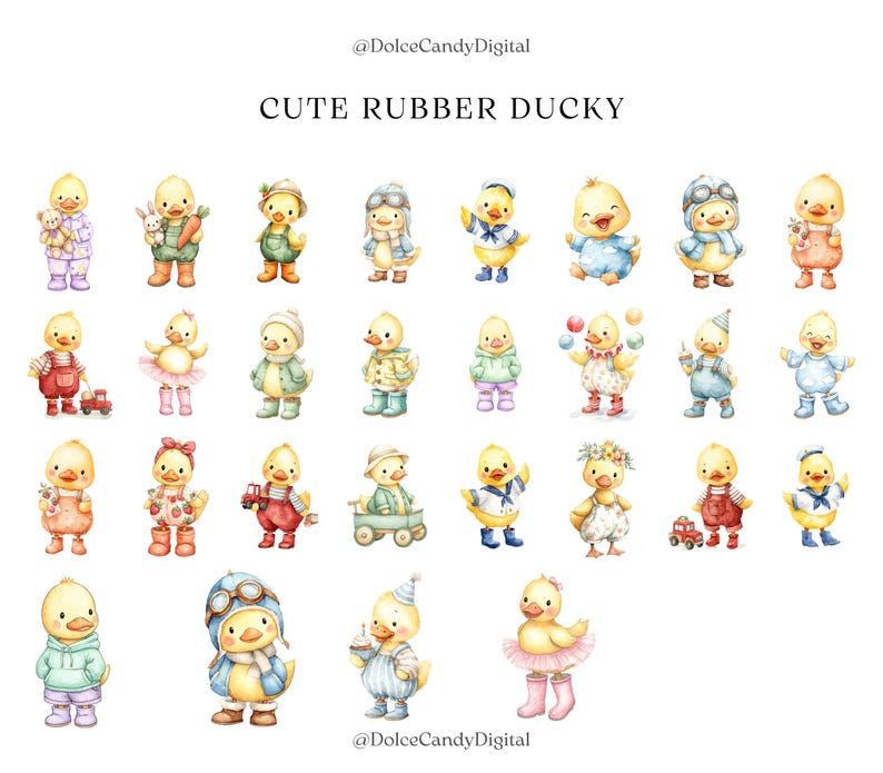 Cute Duck Clipart Bundle, Baby Shower PNG Graphics (digital Download ...