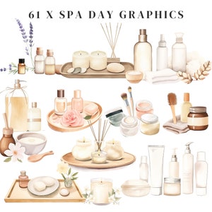 Watercolour Luxury Spa Day Clipart, Cozy Self Care, Manicure Clipart ...