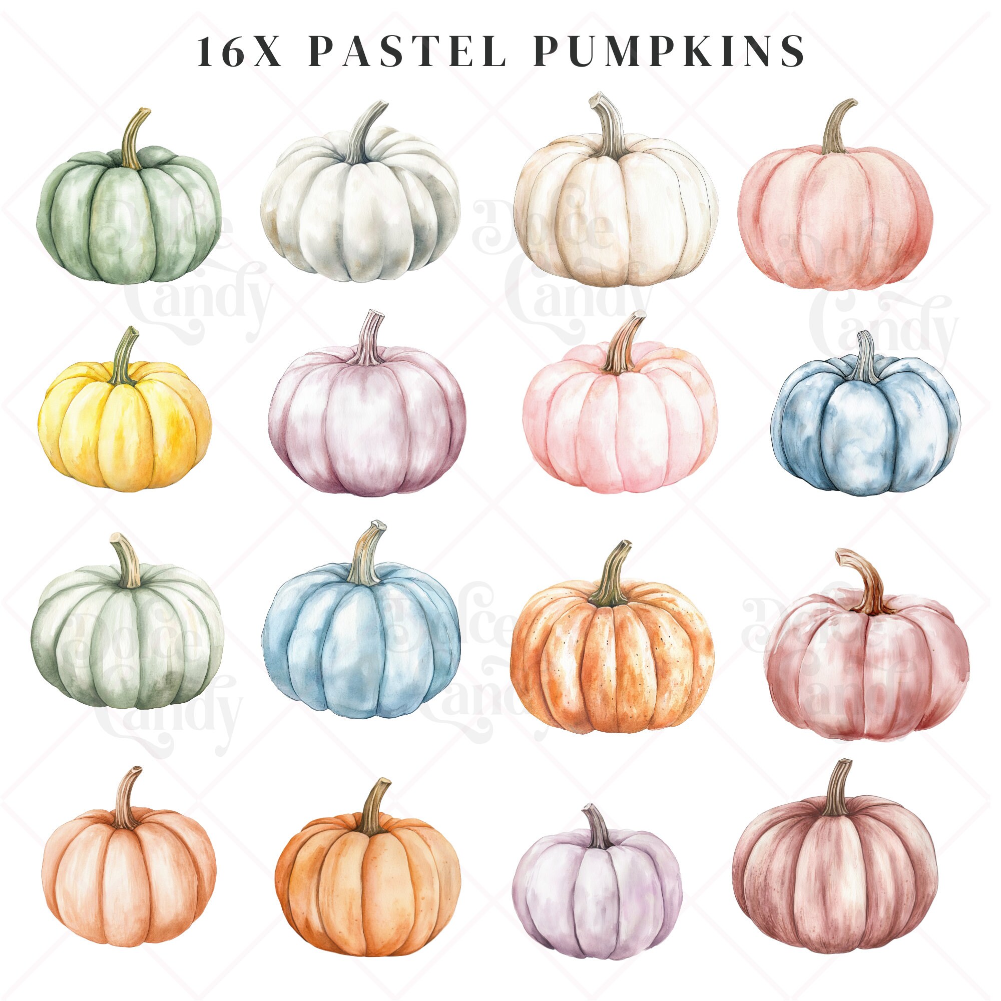 Watercolour Pastel Pumpkin Clipart Set, Fall Vibes, Cosy Autumn, Paper ...