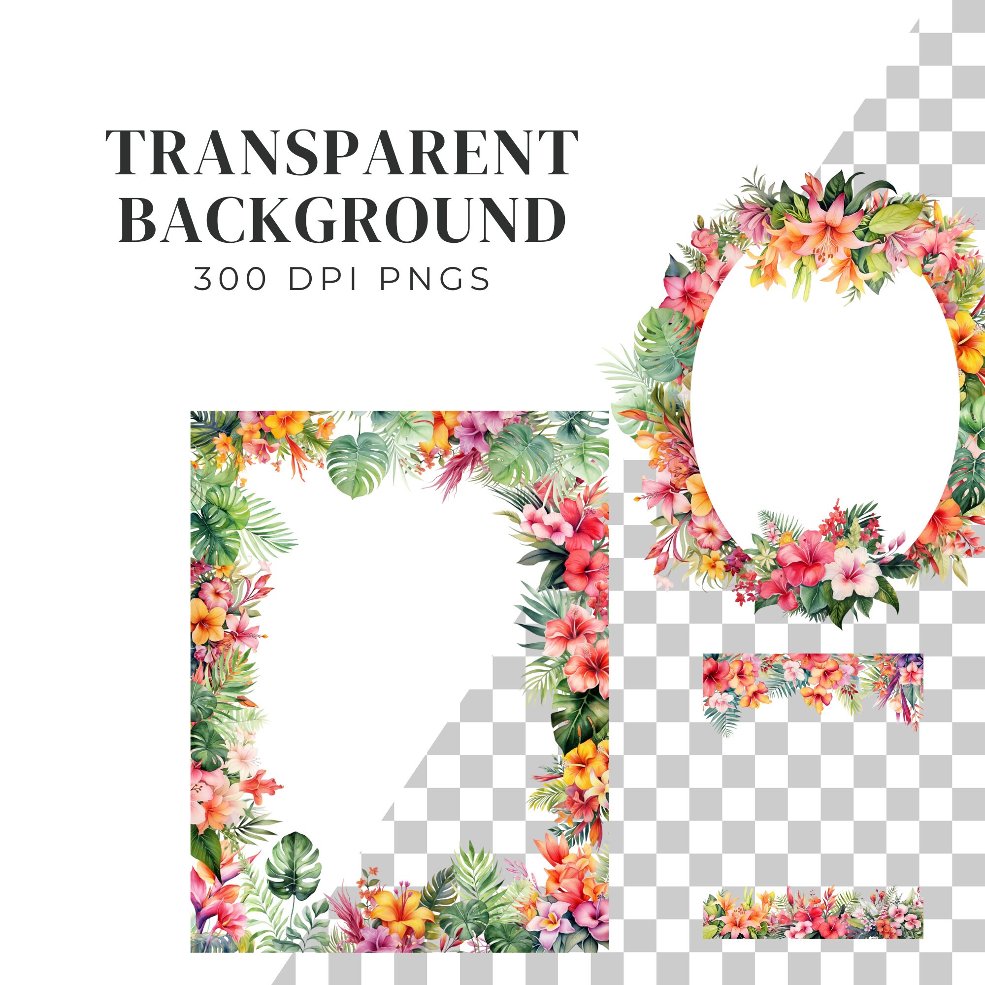 Tropical Floral Frame | Hibiscus Frame Svg | Tropical Foliage ...