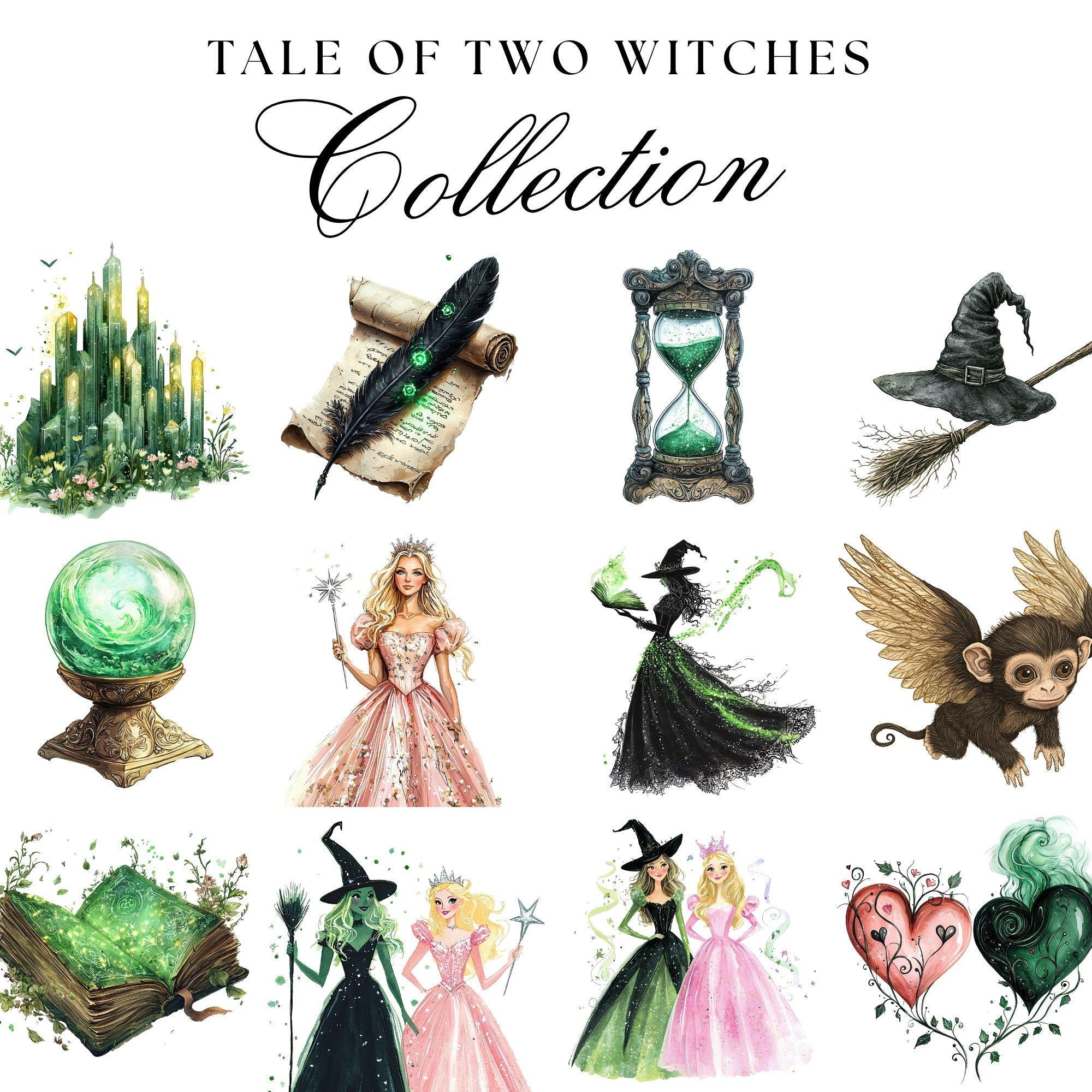 Oz-inspired Fantasy Witches Clipart | Emerald City, Yellow Brick Road ...