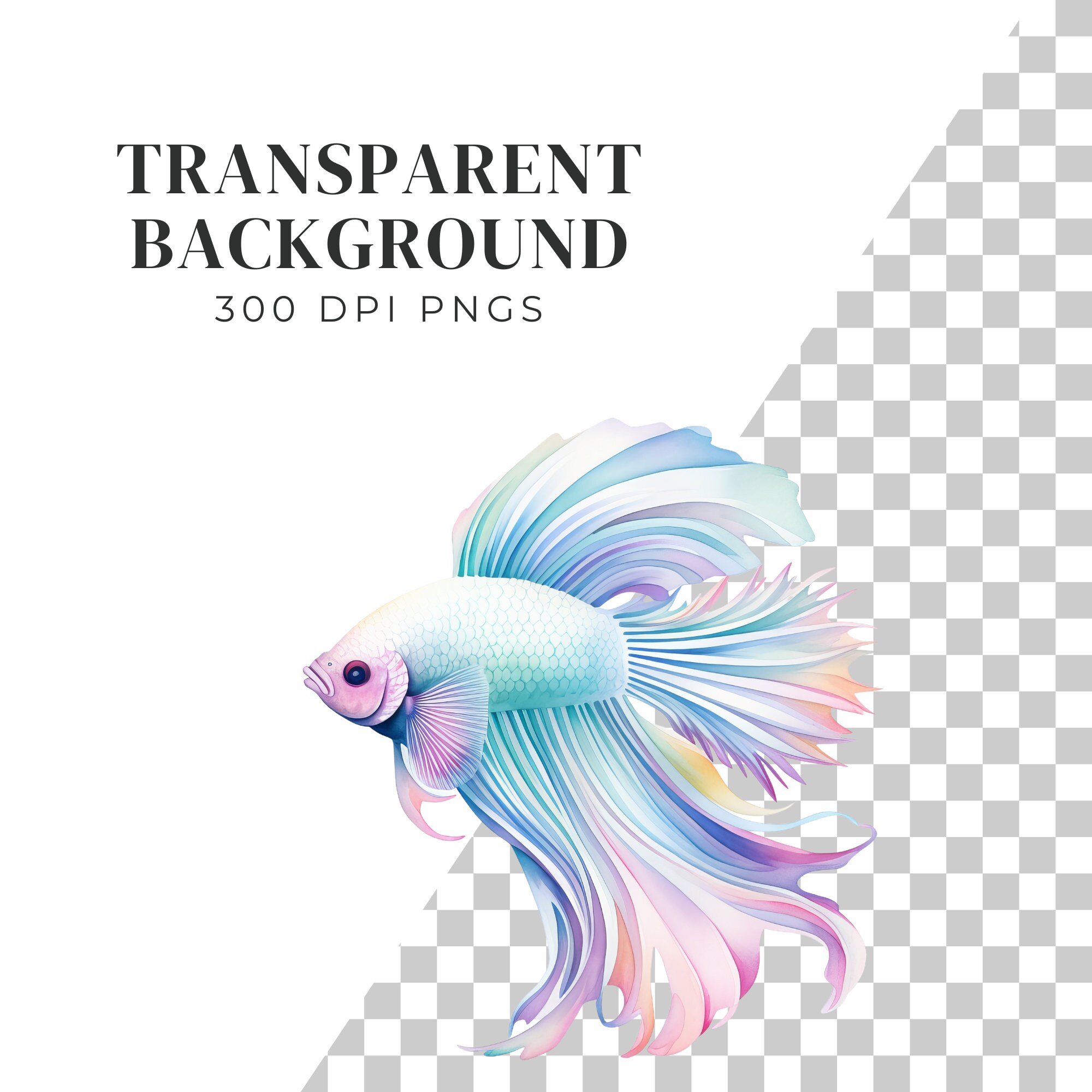 Watercolour Pastel Betta Fish Clipart Park, Commercial Use, Cute Fish ...