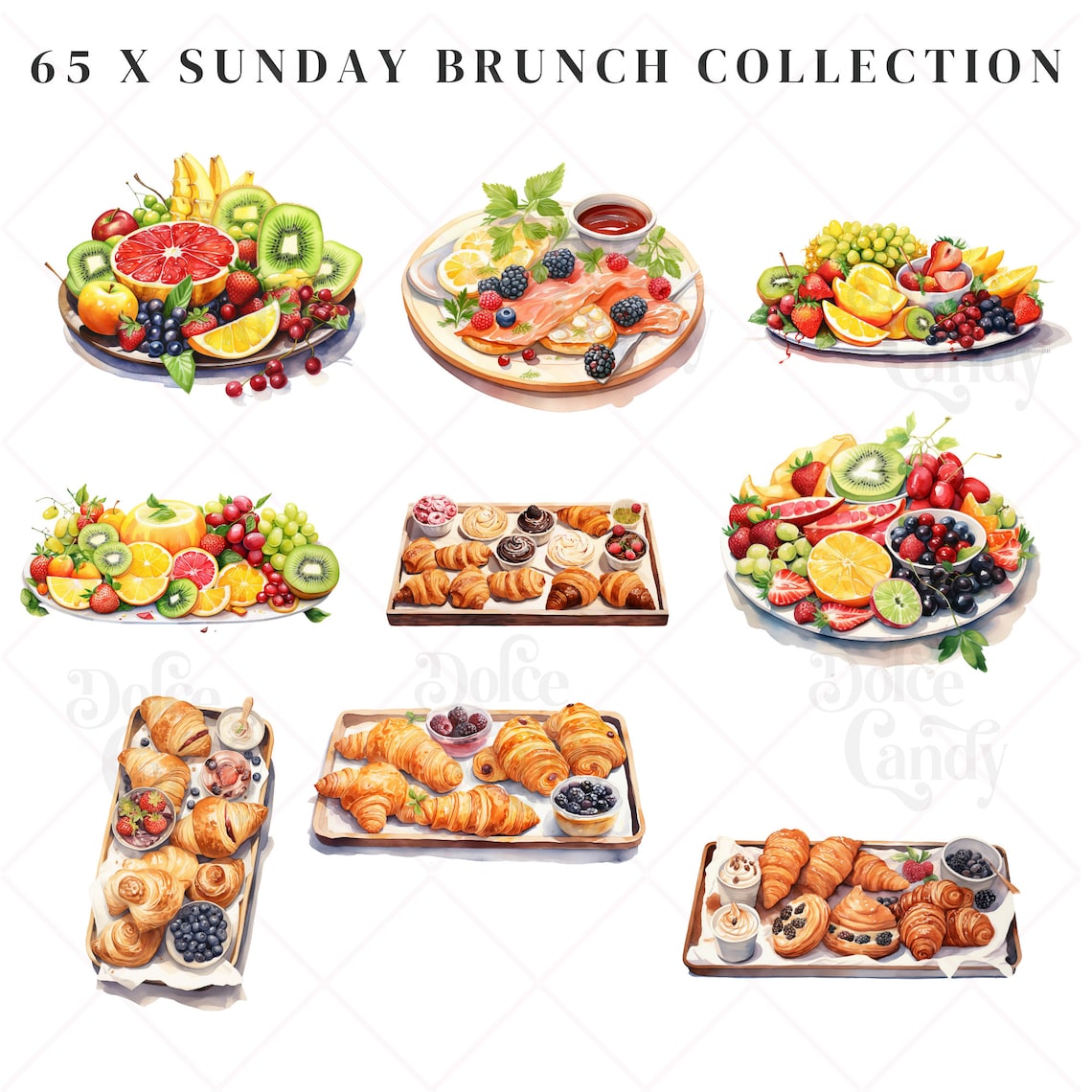 Watercolour Brunch Clipart Graphics, Coffee, Mimosas, Orange Juice ...