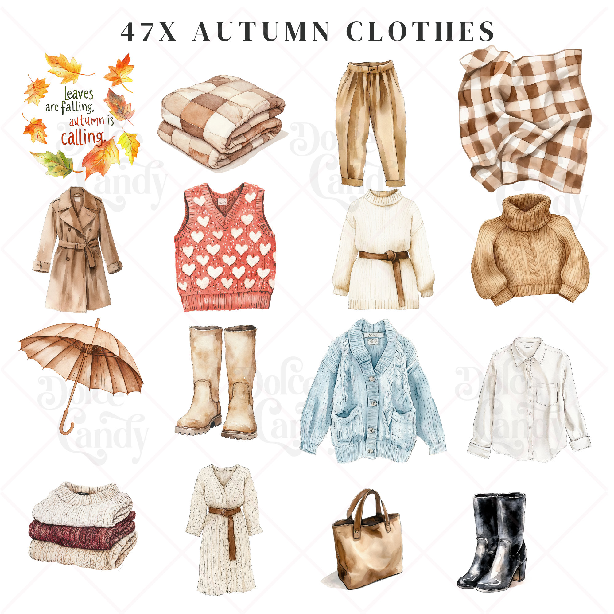 Autumn Clothes Clipart, Jumper, Hoodie, Trench Coat, Umbrella, Boot ...