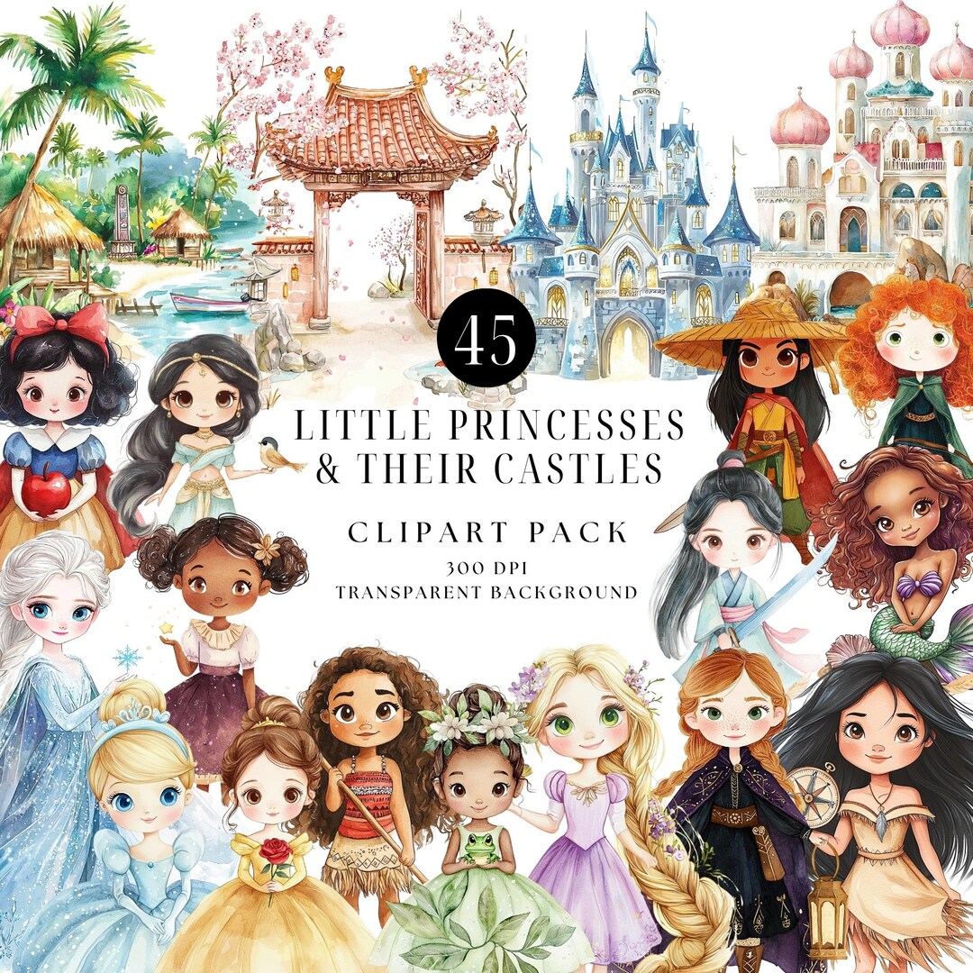 Fairytale Princess Clipart, Fantasy Clip Art Bundle, Castle Png ...