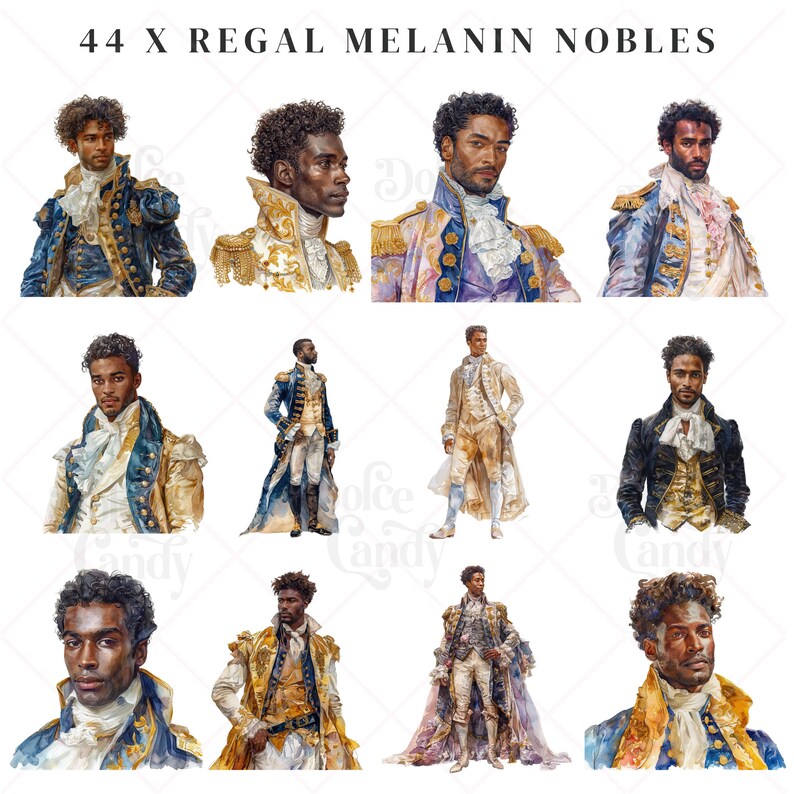 Handsome Nobles Regency Era Clipart Pack, Watercolour Vintage Png ...