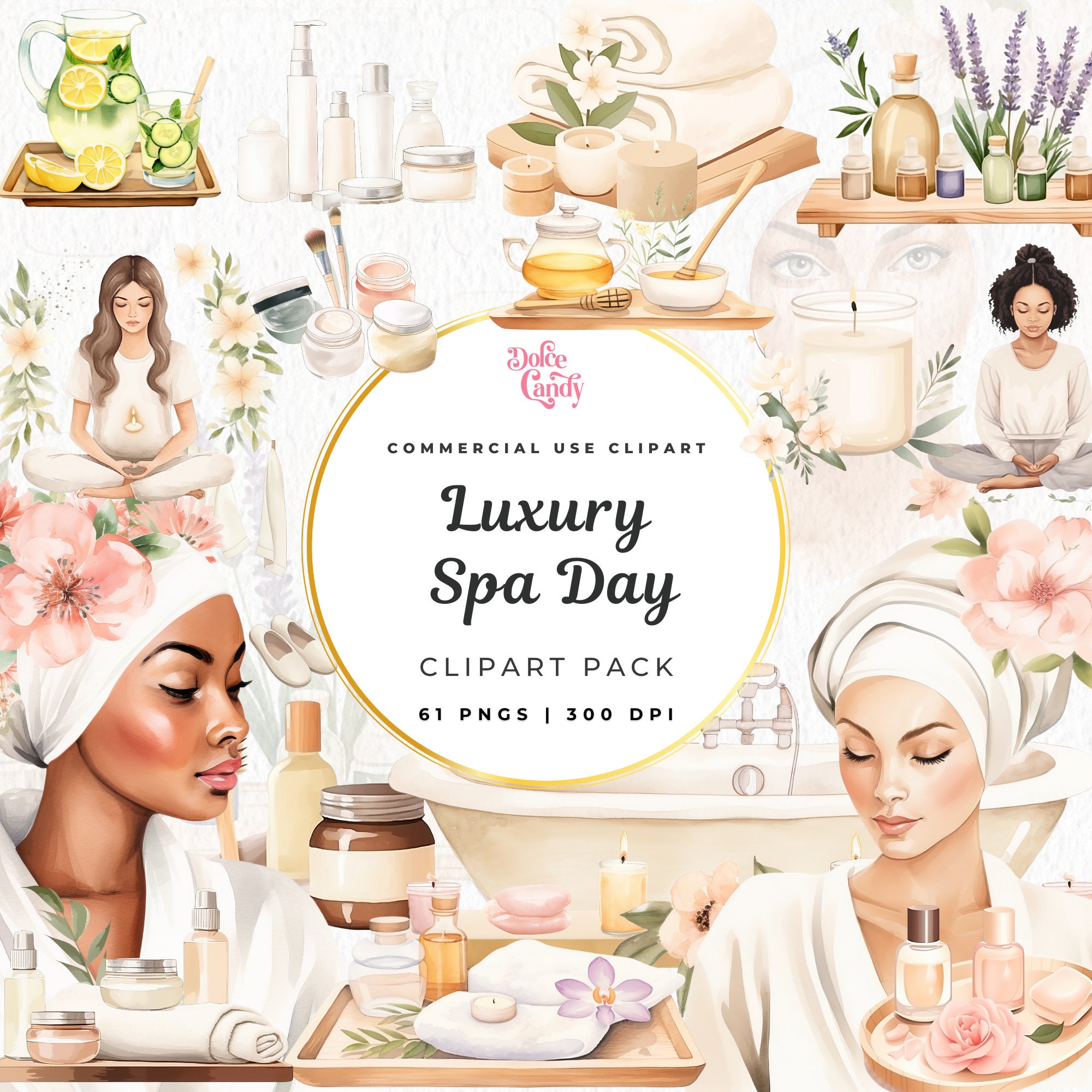 Watercolour Luxury Spa Day Clipart, Cozy Self Care, Manicure Clipart ...