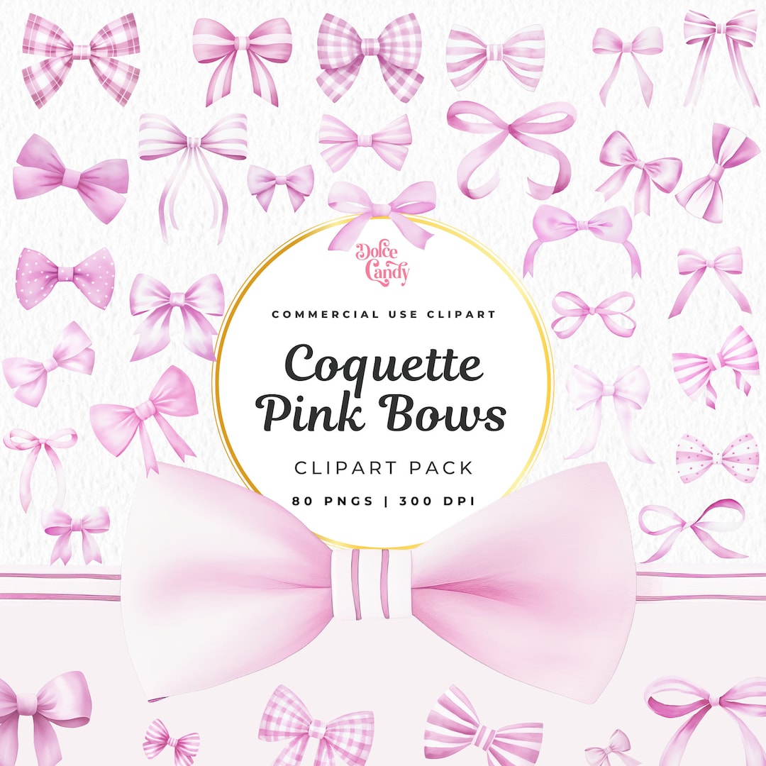 Pink Coquette Ribbon Bow Clipart, Girl Coquette, Watercolour Pink Bow ...