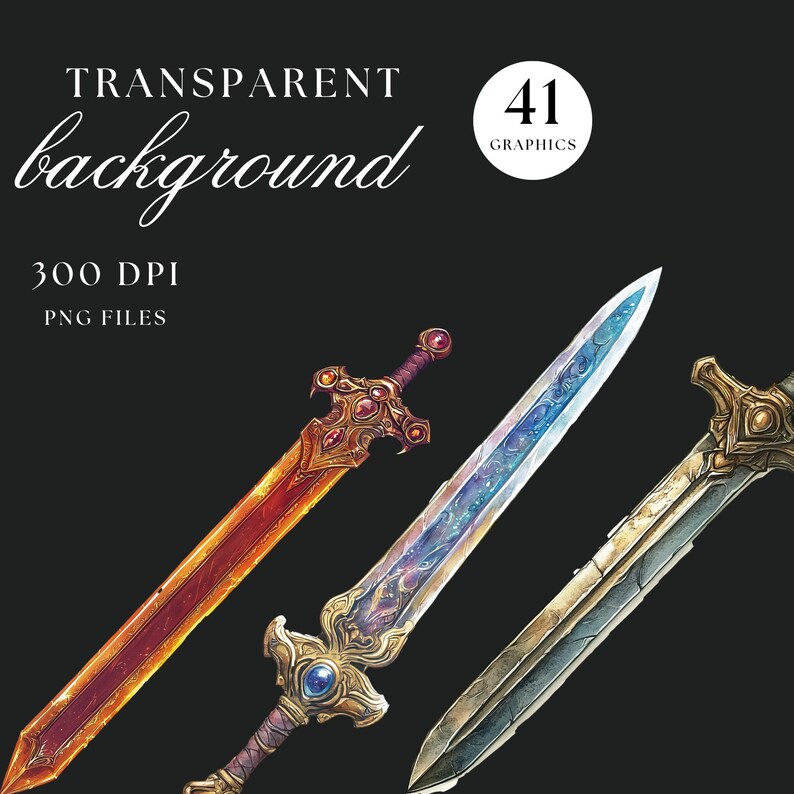 Fantasy Swords Clipart Bundle, Enchanted Sword Illustrations, Magical ...